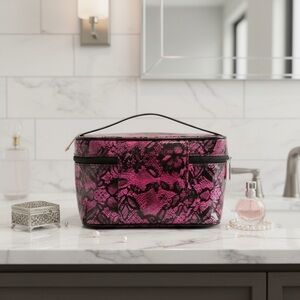 Simply Basic | Bags | Chic Pink Snake Print Cosmetic Case | Poshmark